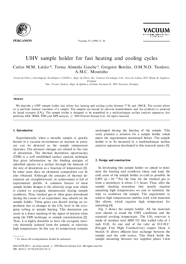 (PDF) UHV sample holder for fast heating and cooling cycles