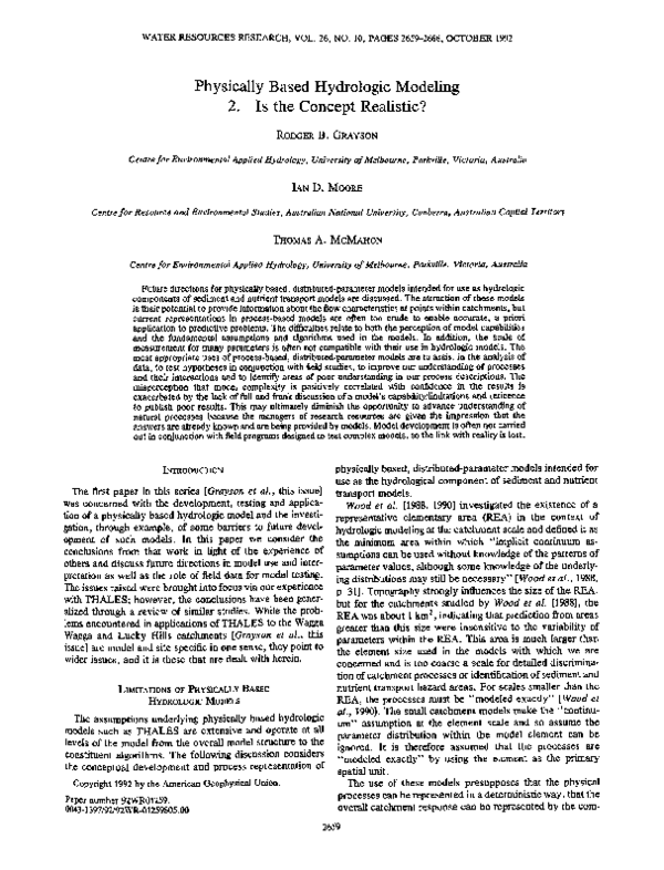 (PDF) Physically based hydrologic modeling: 2. Is the concept realistic?