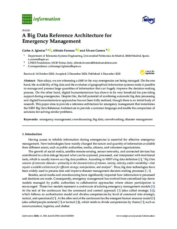 (PDF) A Big Data Reference Architecture for Emergency Management