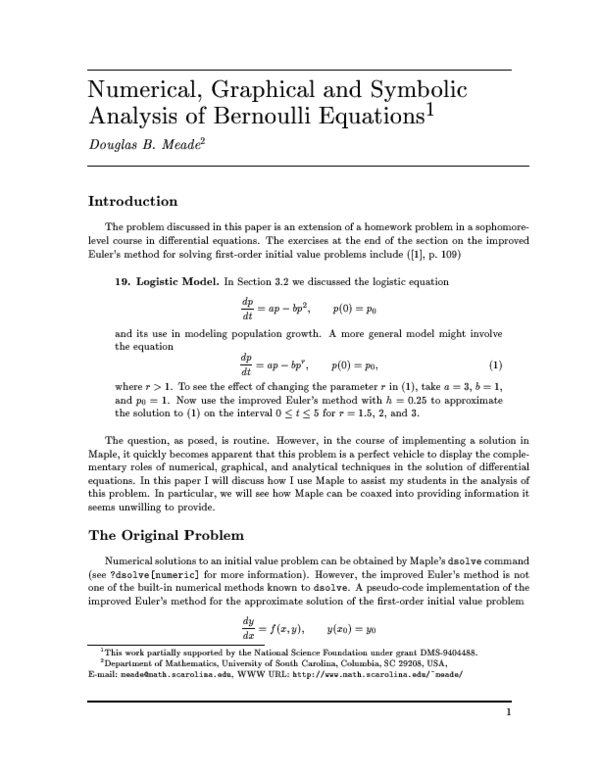 (PDF) Numerical, Graphical and Symbolic Analysis of Bernoulli Equations ...
