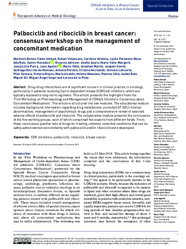 (PDF) Palbociclib and ribociclib in breast cancer: consensus workshop ...