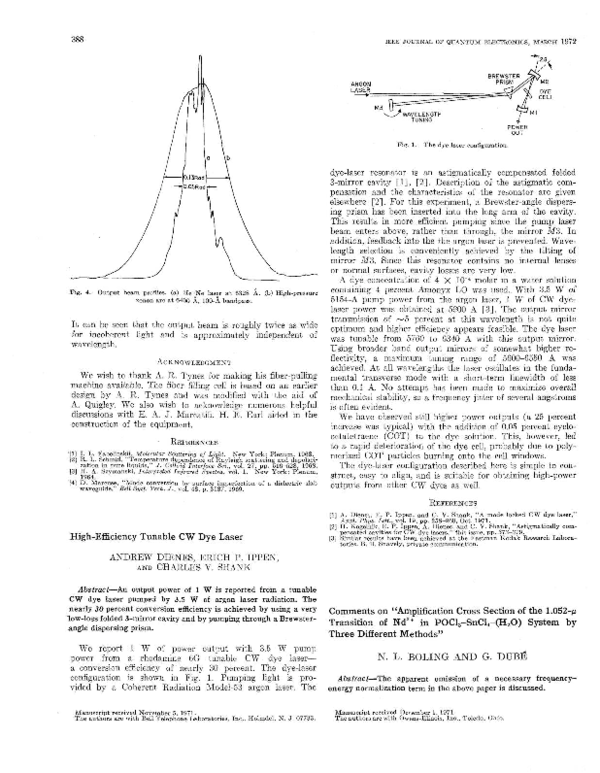 (PDF) High-efficiency tunable CW dye laser