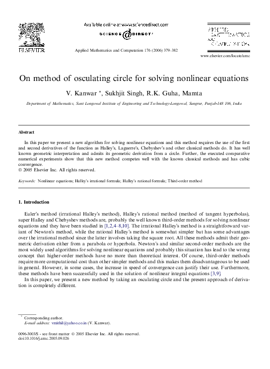 (PDF) On modified Newton methods with cubic convergence