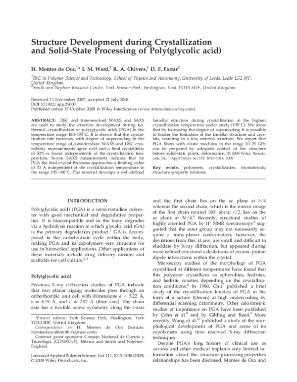 (PDF) Structure development during crystallization and solid-state processing of poly(glycolic acid)