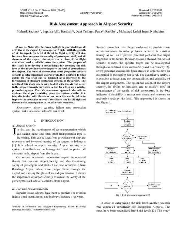 (PDF) Risk Assessment Approach in Airport Security