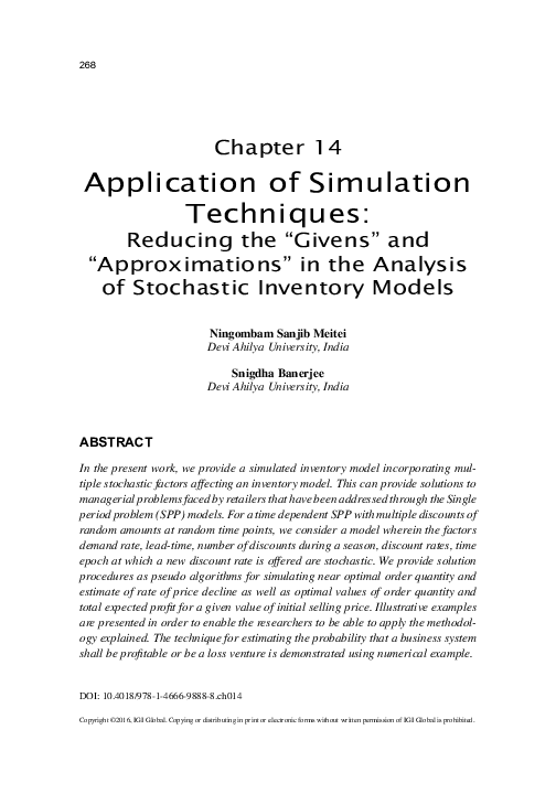 (PDF) Application of Simulation Techniques