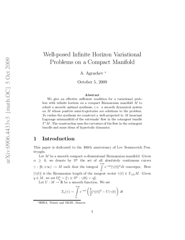 (PDF) Well-posed infinite horizon variational problems on a compact ...