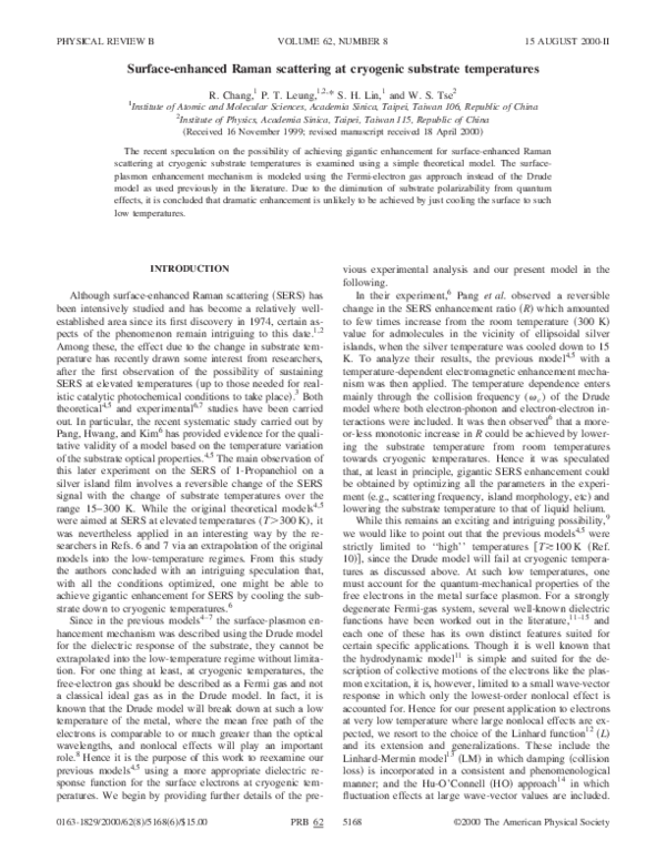 (PDF) Surface-enhanced Raman scattering at cryogenic substrate ...
