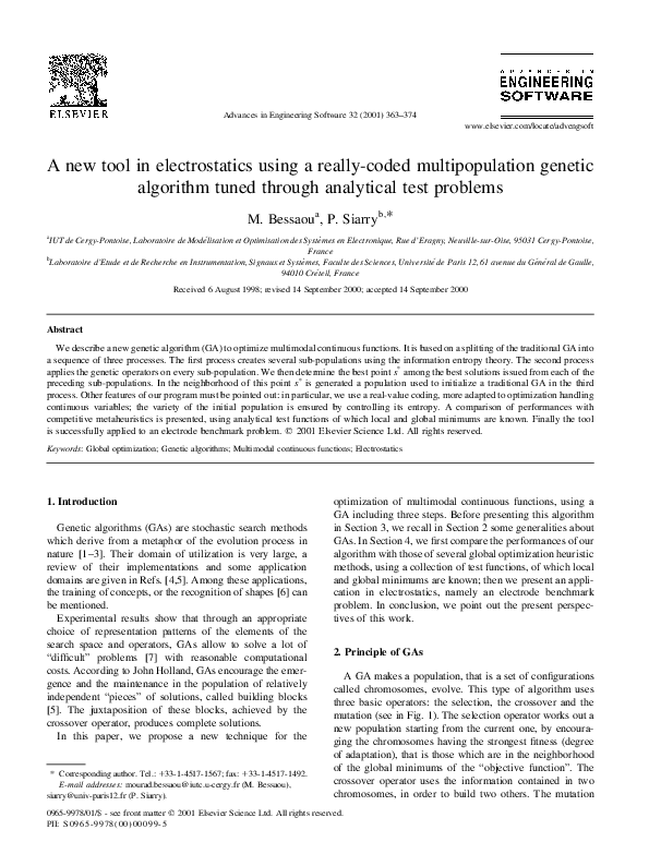 Pdf A New Tool In Electrostatics Using A Really Coded Multipopulation