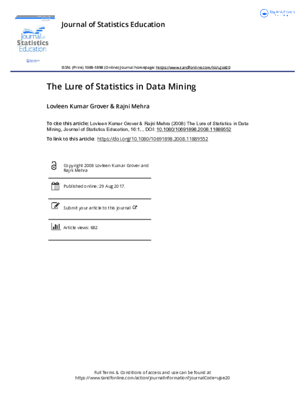 (PDF) The Lure of Statistics in Data Mining