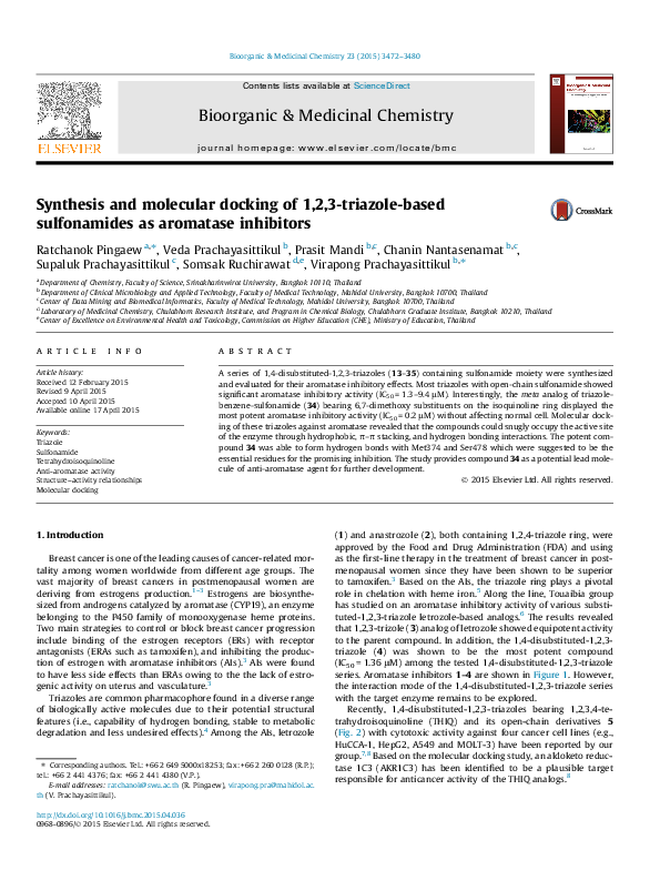 (PDF) Bioorganic & Medicinal Chemistry 23 (2015) 3472–3480
