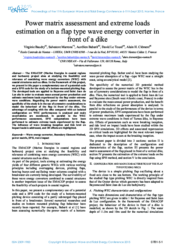 (PDF) Power Matrix Assessment and Extreme Loads estimation on a flap ...