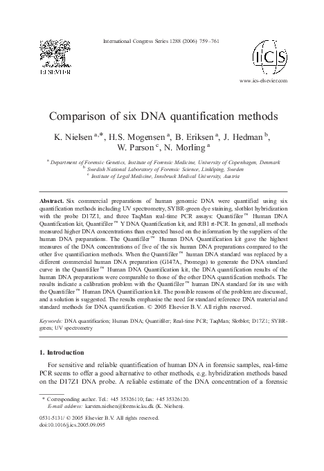 (PDF) Comparison of six DNA quantification methods