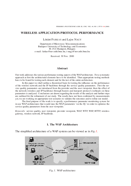 (PDF) Wireless Application Protocol Performance