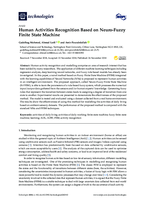 Pdf Human Activities Recognition Based On Neuro Fuzzy Finite State Machine