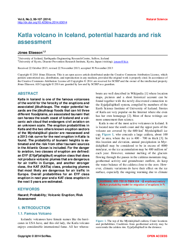 (PDF) Katla volcano in Iceland, potential hazards and risk assessment