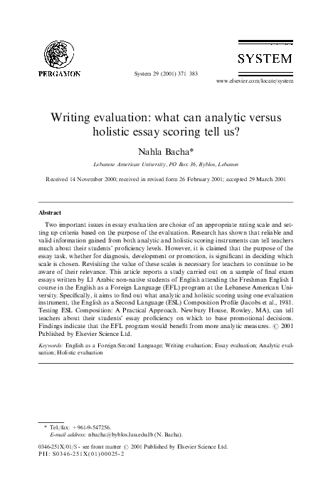 (PDF) Writing evaluation: what can analytic versus holistic essay ...