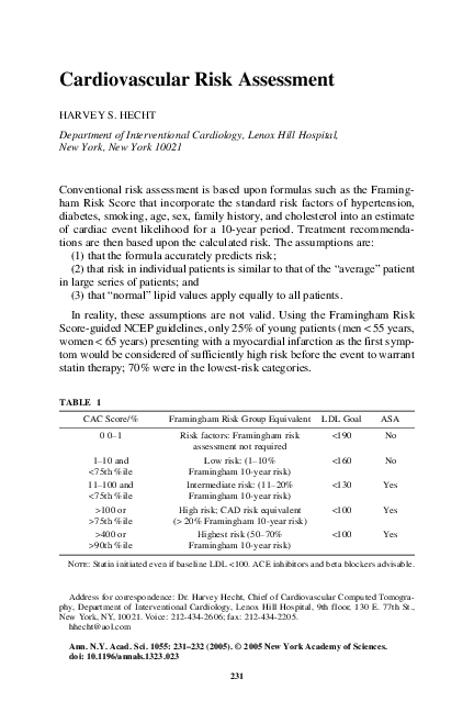 (PDF) Cardiovascular Risk Assessment