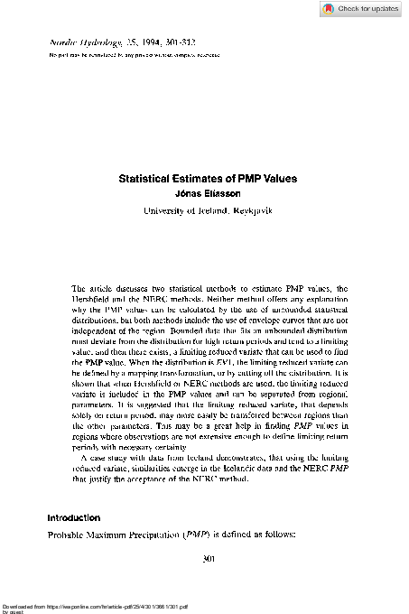 (PDF) Statistical Estimates of PMP Values