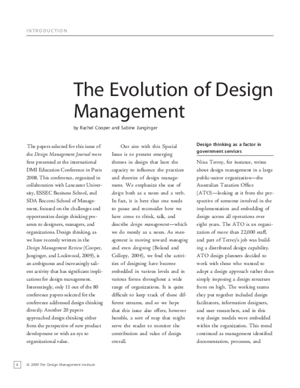 (PDF) The Evolution of Design Management