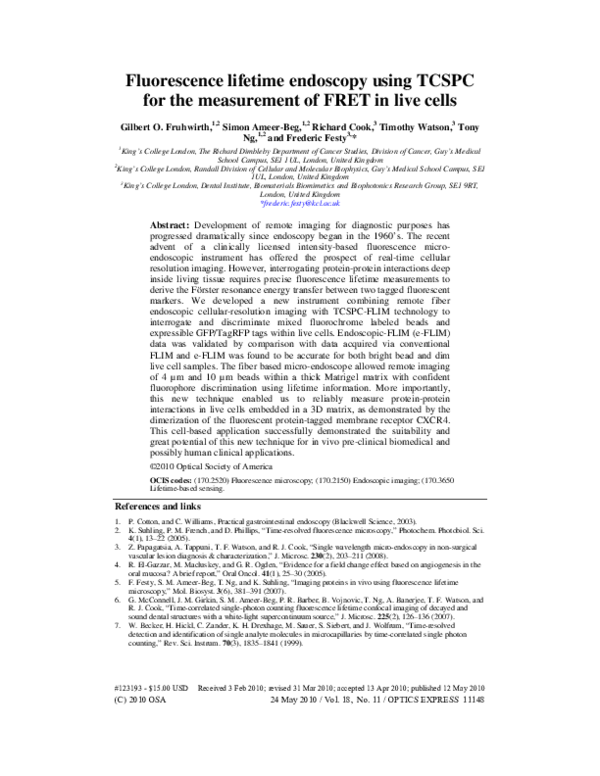 (PDF) Fluorescence lifetime endoscopy using TCSPC for the measurement ...