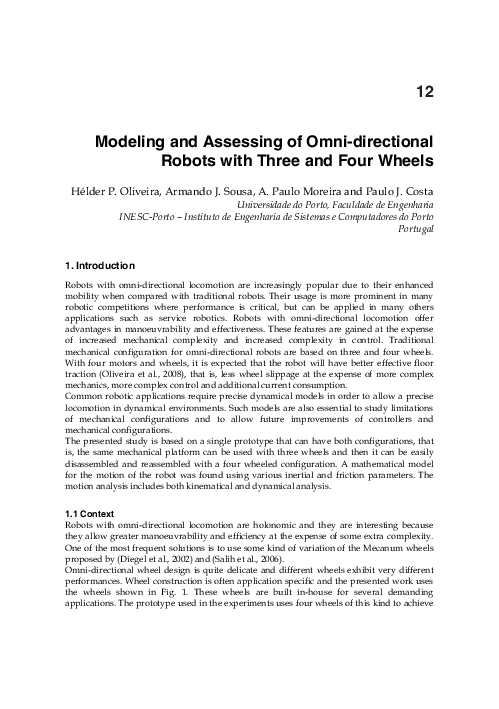 Pdf Modeling And Assessing Of Omni Directional Robots With Three And Four Wheels