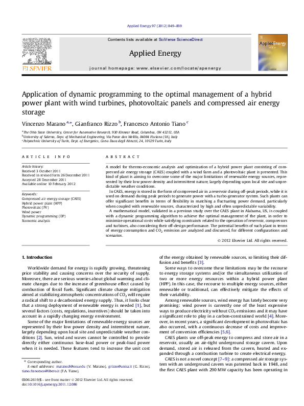 (PDF) Application of dynamic programming to the optimal management of a hybrid power plant with ...