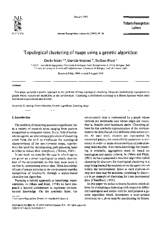 (PDF) Topological clustering of maps using a genetic algorithm