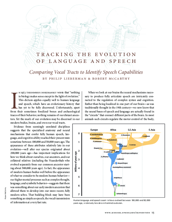 (PDF) Tracking the evolution of language and speech: Comparing vocal ...