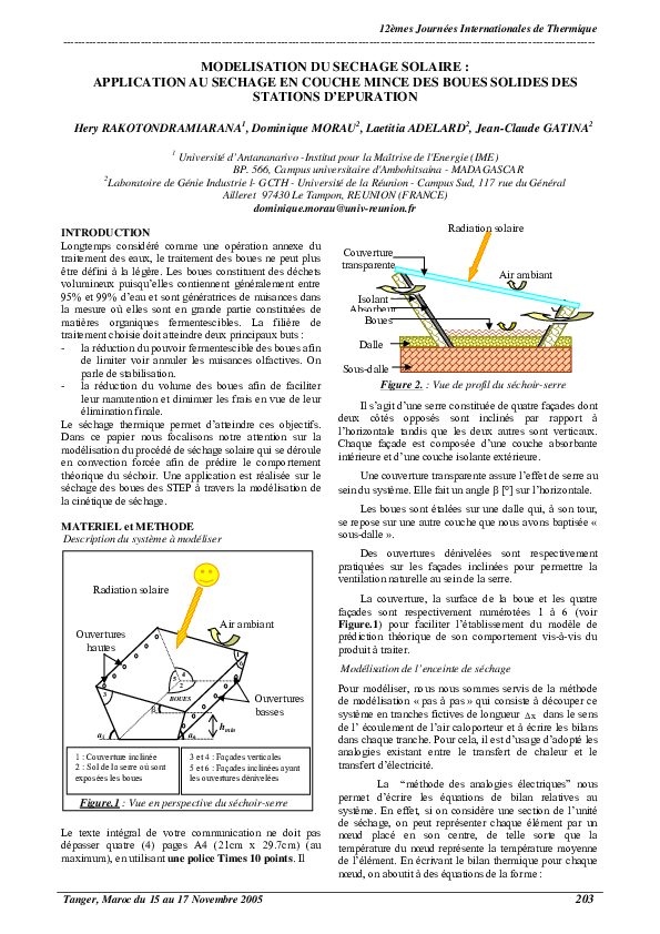(PDF) Modélisation du séchage solaire: application au séchage en couche ...