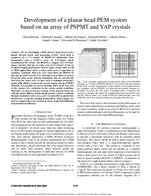 (PDF) Development of a planar head PEM system based on an array of ...