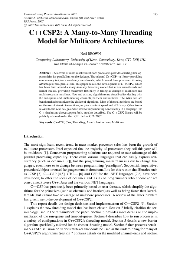 (PDF) Integrating and Extending JCSP