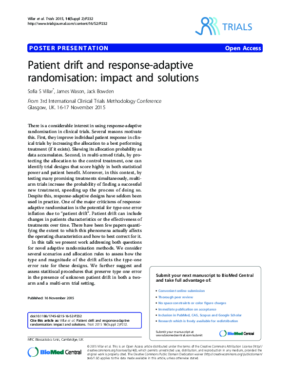 (PDF) Patient drift and response-adaptive randomisation: impact and ...