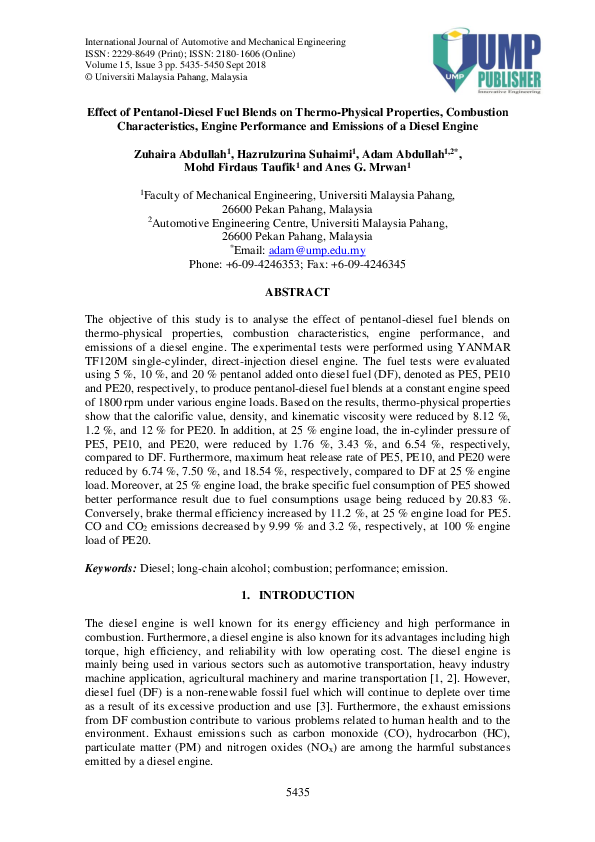 (PDF) Effect of Pentanol-Diesel Fuel Blends on Thermo-Physical ...