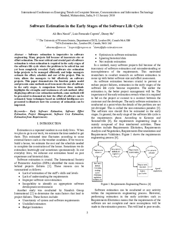 (PDF) Software Estimation in the Early Stages of the Software Life Cycle