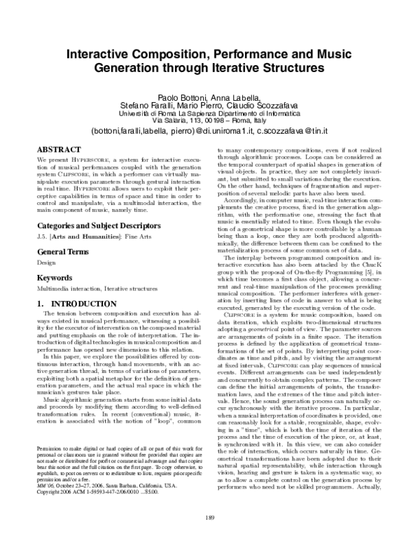 (PDF) Interactive composition, performance and music generation through ...