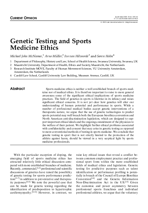 (PDF) Genetic Testing and Sports Medicine Ethics