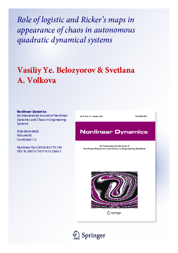 (PDF) Role of logistic and Ricker’s maps in appearance of chaos in autonomous quadratic ...
