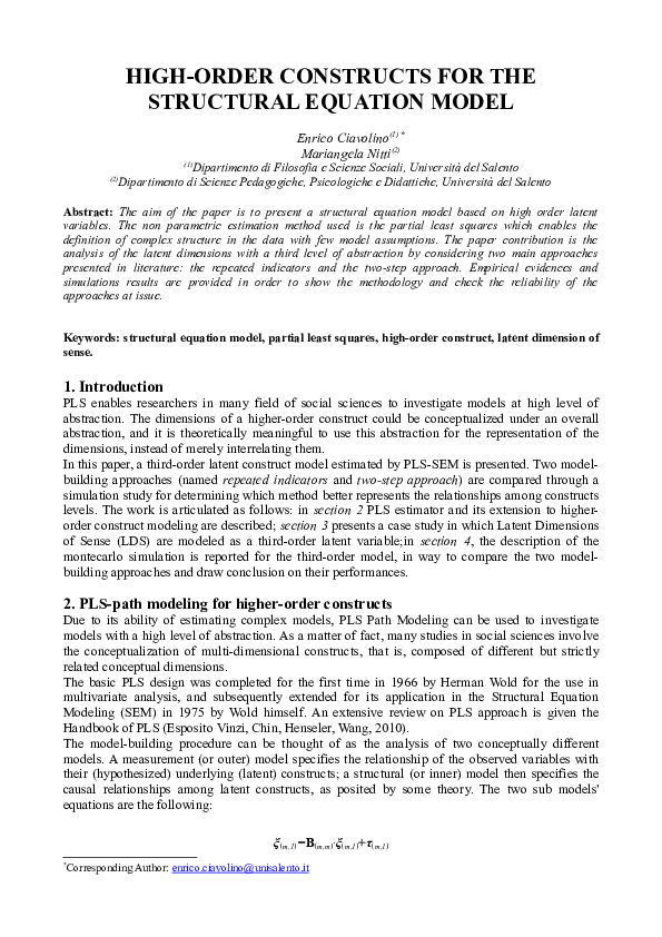 (PDF) High-Order Constructs for the Structural Equation Model