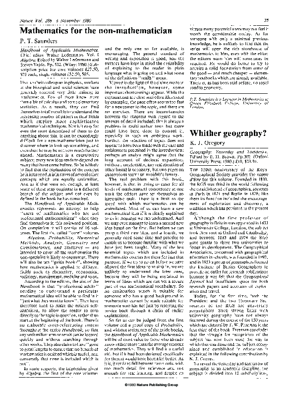 (PDF) Mathematics for the non-mathematician