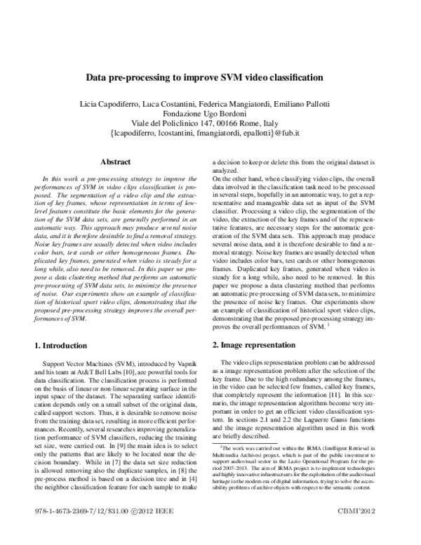 (PDF) Data pre-processing to improve SVM video classification ...