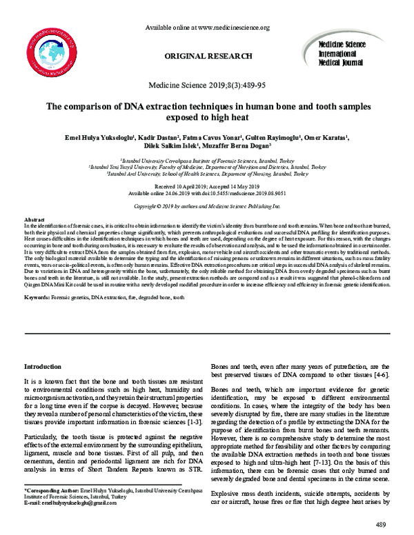 (PDF) The comparison of DNA extraction techniques in human bone and ...