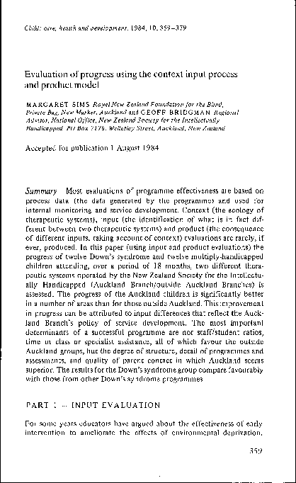 Pdf Evaluation Of Progress Using The Context Input Process And Product Model