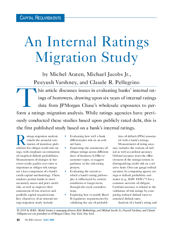 (PDF) An Internal Ratings Migration Study