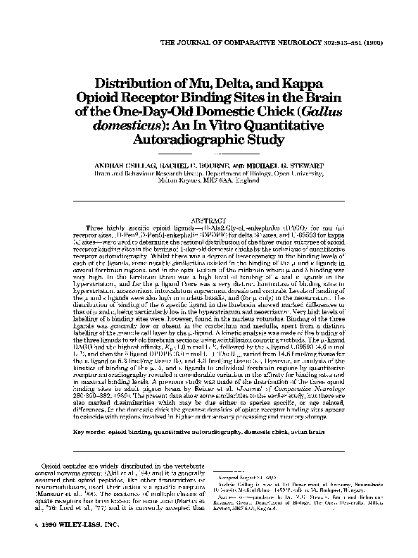 (PDF) Distribution of mu, delta, and kappa opioid receptor binding ...