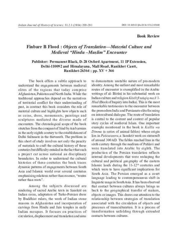 (PDF) Flood Finbarr B—Objects of Translation – Material Culture and ...