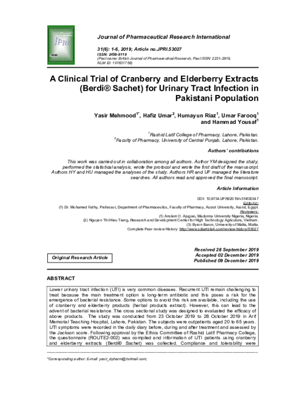 (PDF) A Clinical Trial of Cranberry and Elderberry Extracts (Berdi ...