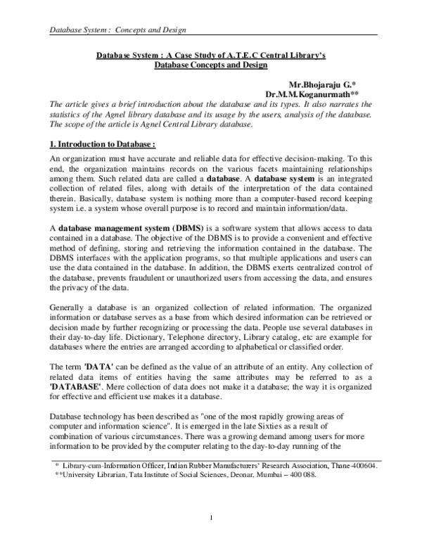 (PDF) Database System : A Case Study of A.T.E.C Central Library’s ...