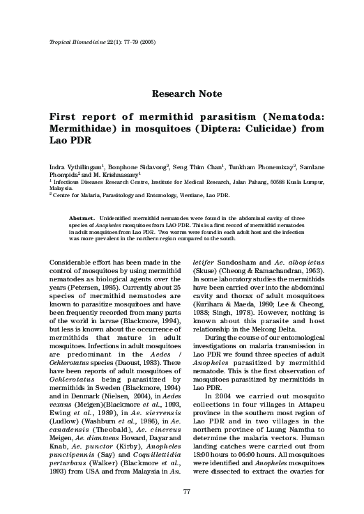 (PDF) First report of mermithid parasitism (Nematoda: Mermithidae) in ...