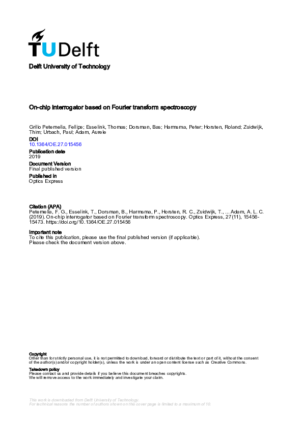 Pdf On Chip Interrogator Based On Fourier Transform Spectroscopy